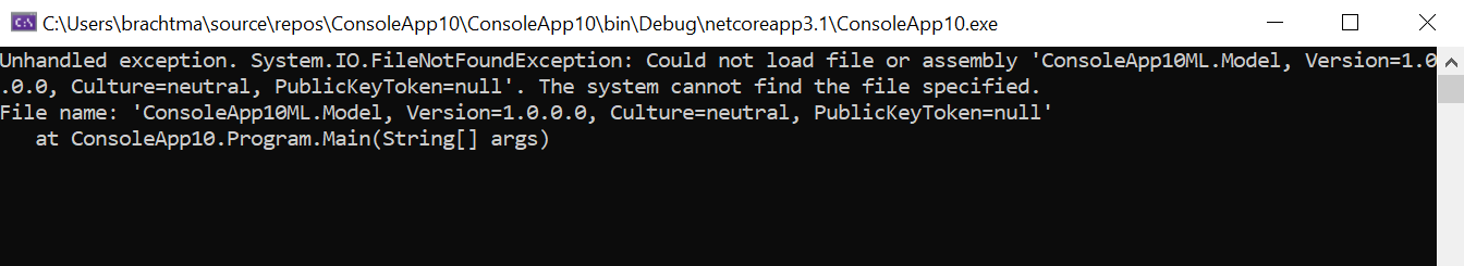 Model consumption error - file not found · Issue #585 · dotnet/machinelearning-modelbuilder · GitHub