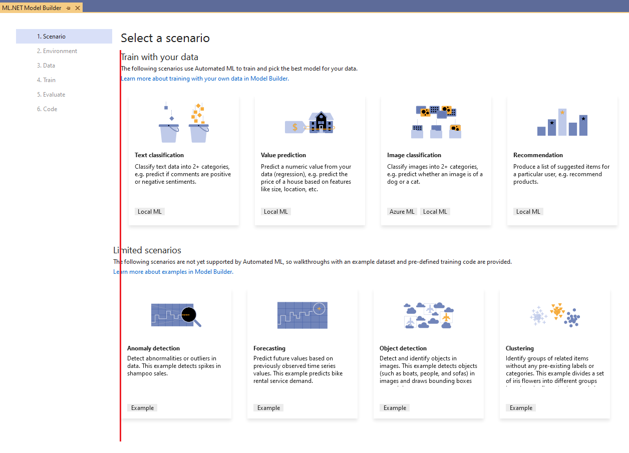 Scenario page alignment off · Issue #730 · dotnet/machinelearning-modelbuilder · GitHub