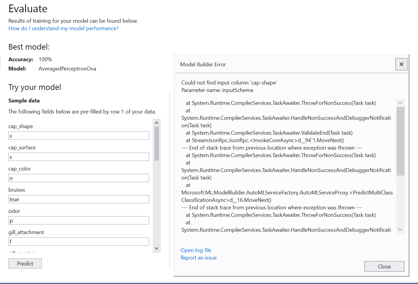 Bug In Try It Out With Classification Dataset · Issue 760 · Dotnet 