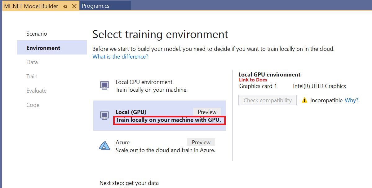 environment page bolding issue + add docs link · Issue #898 · dotnet/machinelearning ...