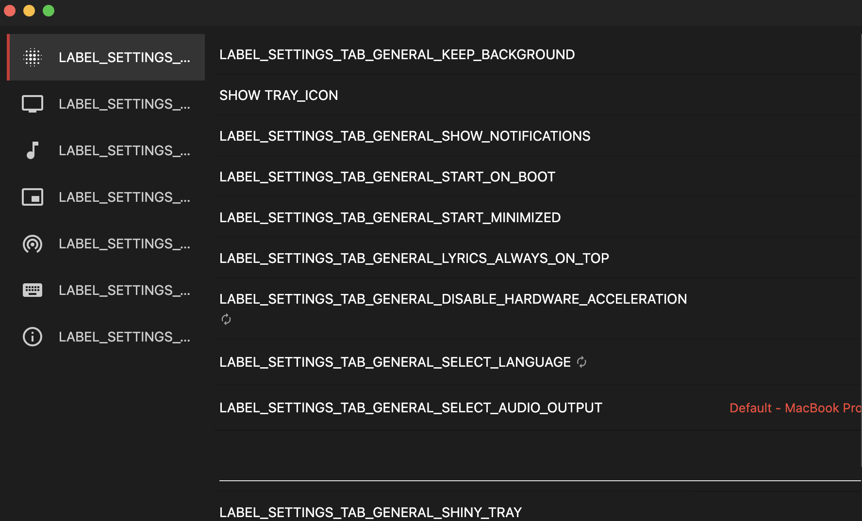 Text labels on dock dropdown are using raw label values · Issue #995 · ytmdesktop/ytmdesktop ...