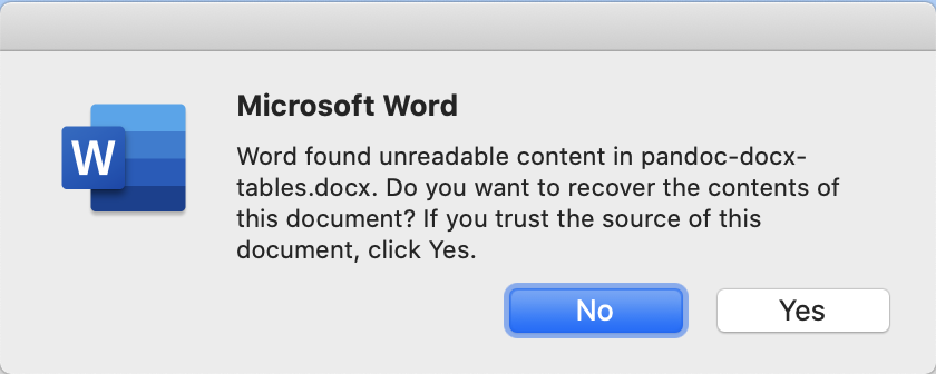 Docx Unreadable Content Error For Nested Tables · Issue 6983 · Jgmpandoc · Github