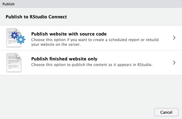Publish of Shiny qmd located in website project prompts for static HTML publish (not app publish ...