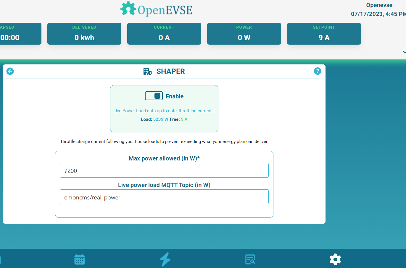 Shaper - Rapid toggling of EVSE in and out of sleep for
