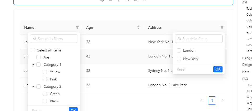 Multiple columns filterdropdown can be opened at the same time · Issue ...