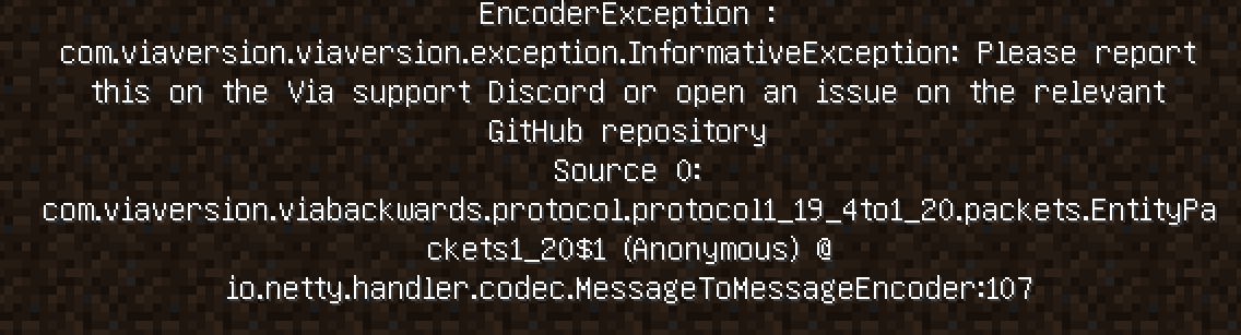 io.netty.handler.codec.EncoderException: com.viaversion.viaversion.exception ...