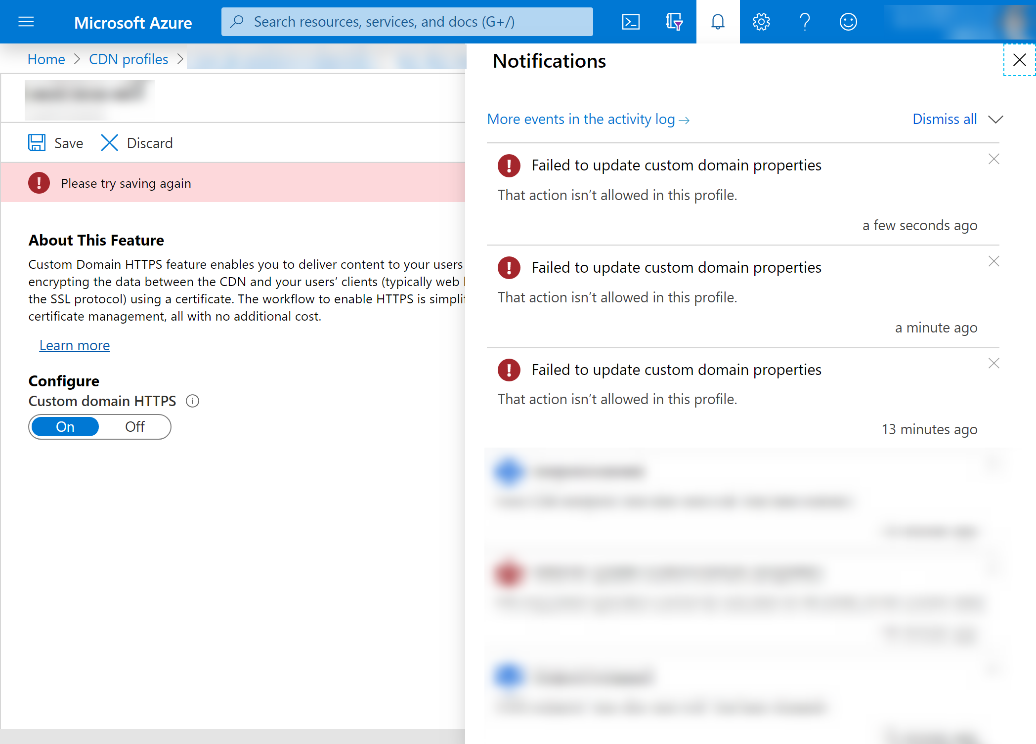 Enable Azcdncustomdomain Operation Returned An Invalid Status Code Badrequest · Issue
