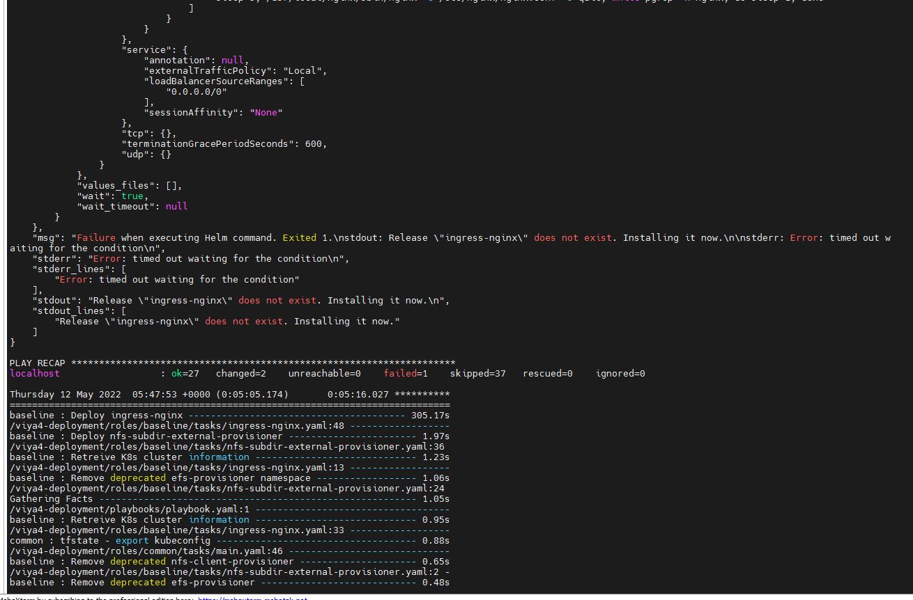 msg": "Failure when executing Helm command. Exited 1.\nstdout: Release "ingress-nginx" does not ...
