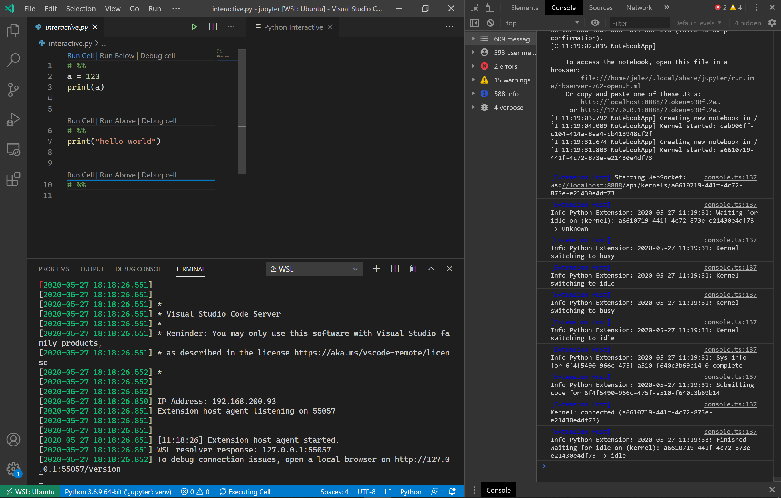 Notebooks and Interactive window broke on WSL with Insiders - 404 error ...