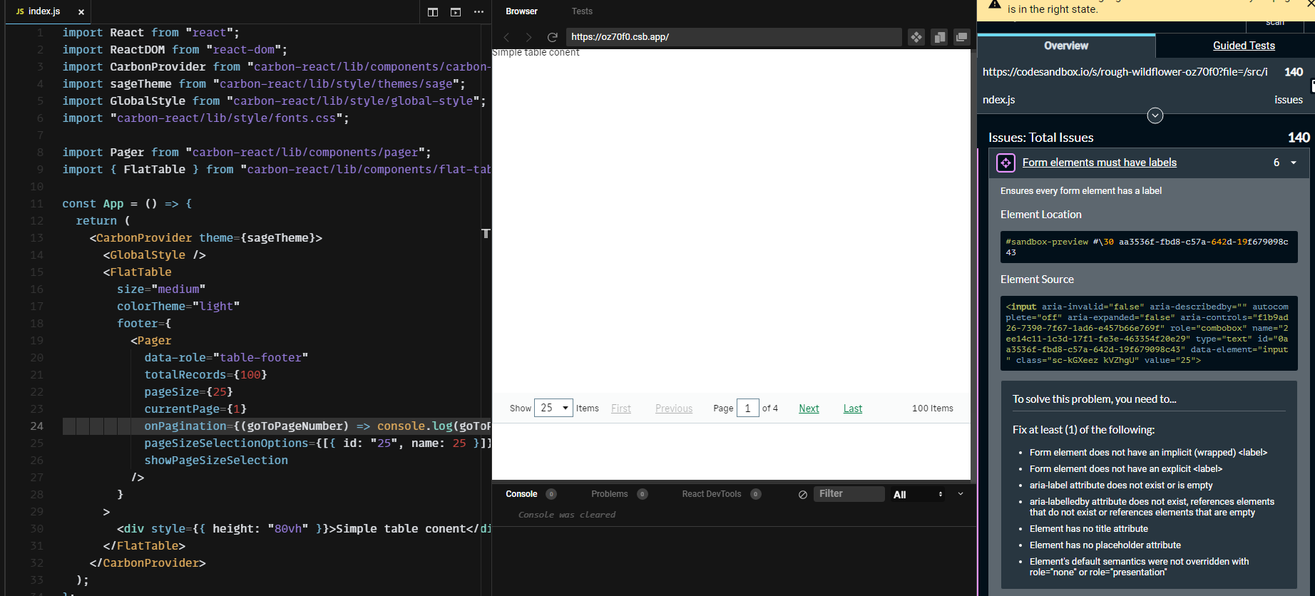 Pager Accessibility Problem With Item Per Page Select · Issue 5710 · Sagecarbon · Github 1843