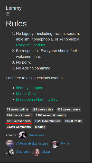 Sidebar on frontpage refers to "subscribers" · Issue #195 · LemmyNet/lemmy-ui · GitHub