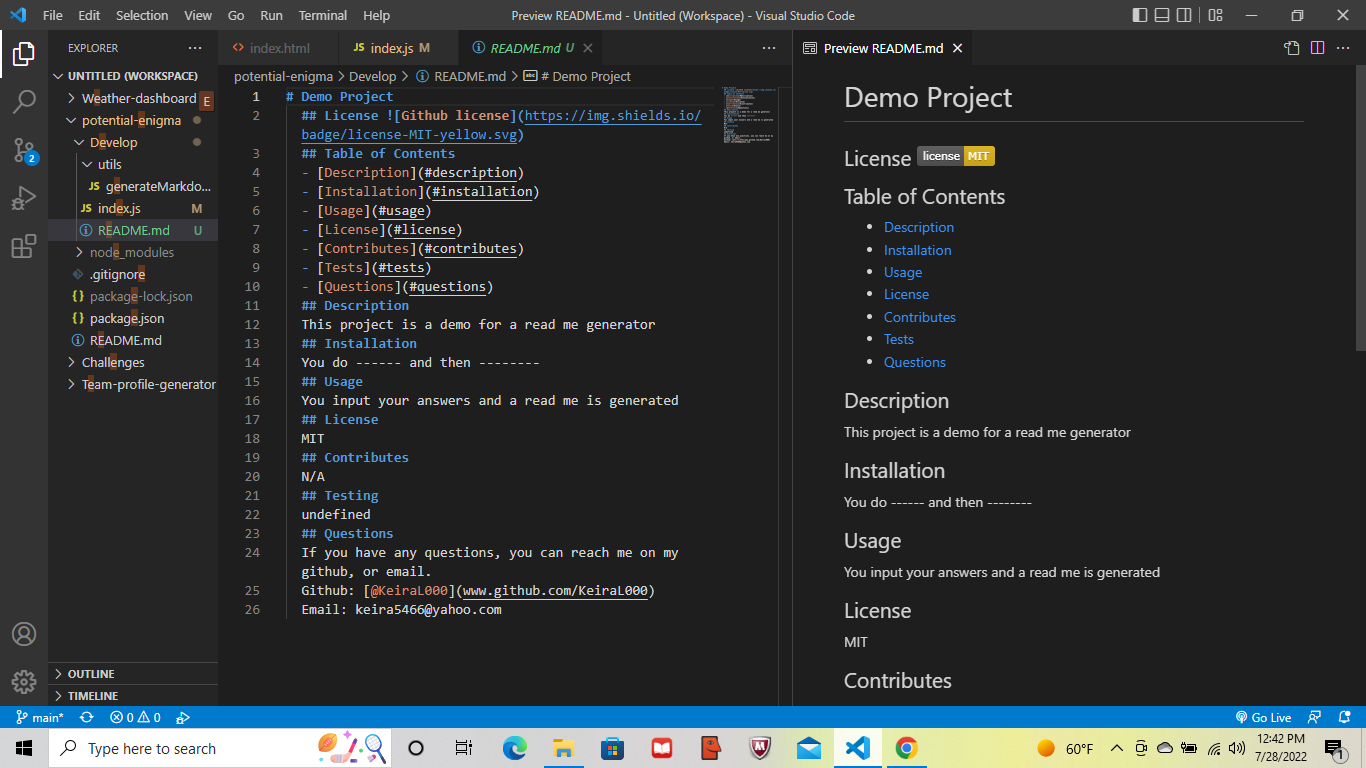 GitHub - KeiraL000/README-generator