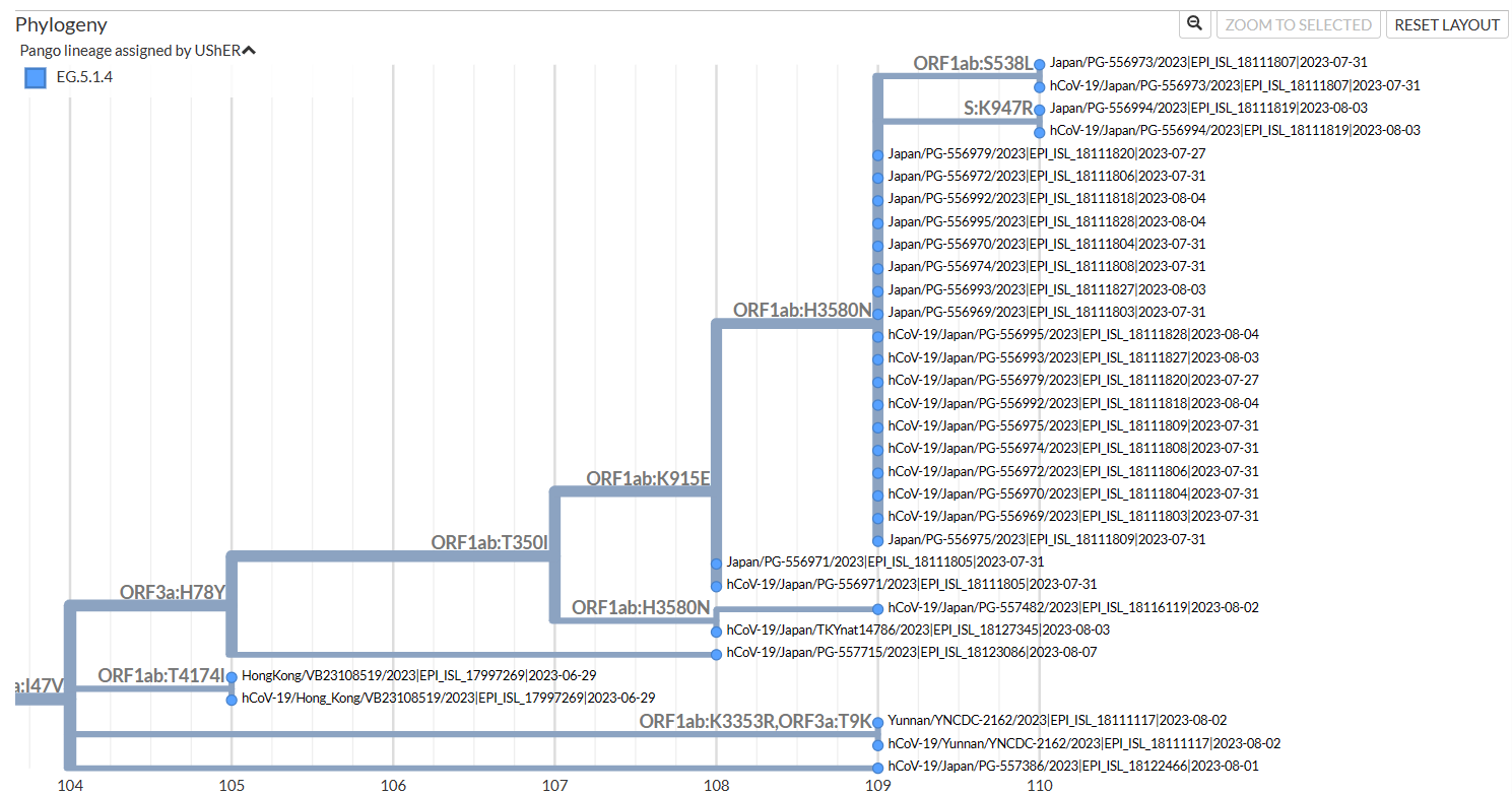 EG.5.1.4+Orf3a:P240L+S:L455F,Orf3a:I47V Exploding in Japan(27 seqs, 2 countries) · Issue #2208 ...