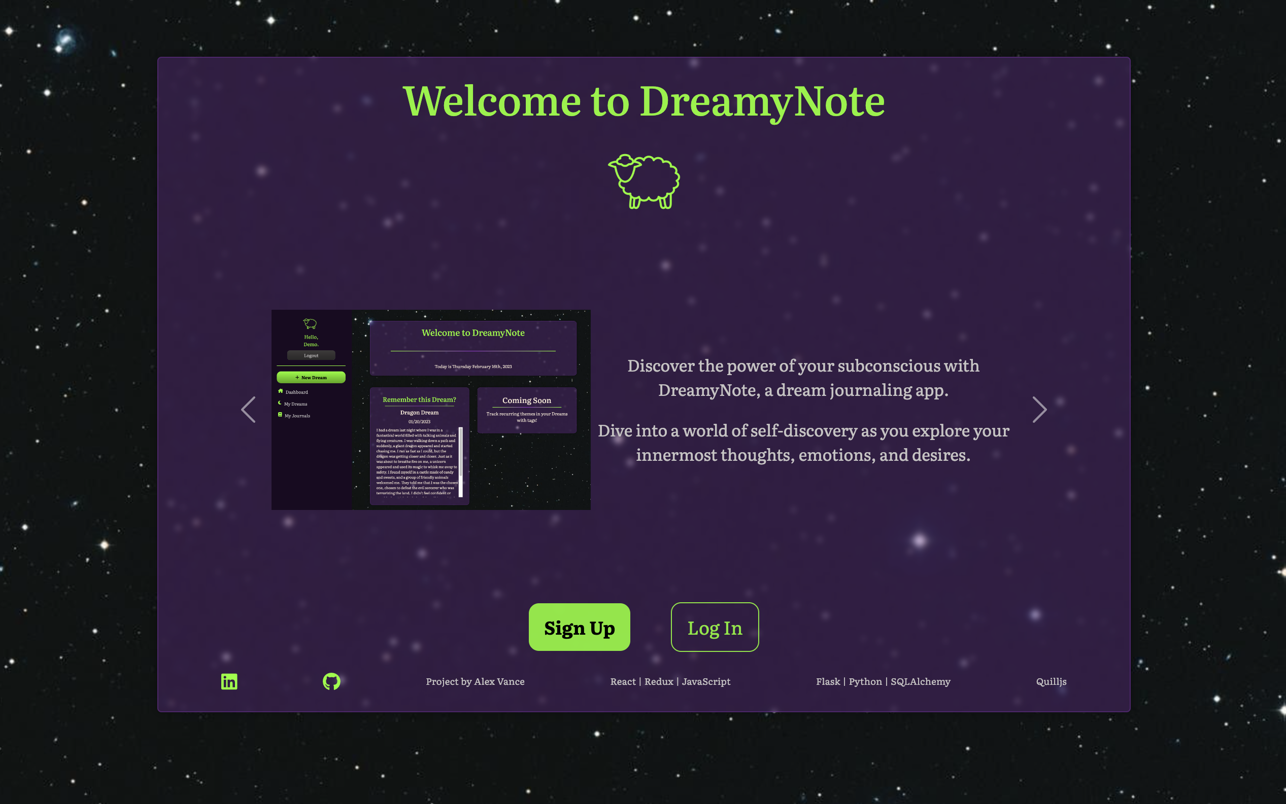 GitHub - alexvance9/dreamy-note: A Dream Journal app modeled after Evernote