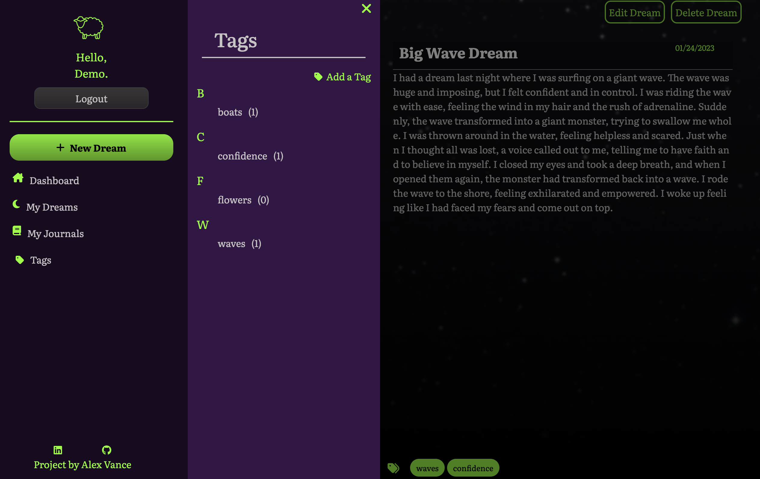 GitHub - alexvance9/dreamy-note: A Dream Journal app modeled after Evernote
