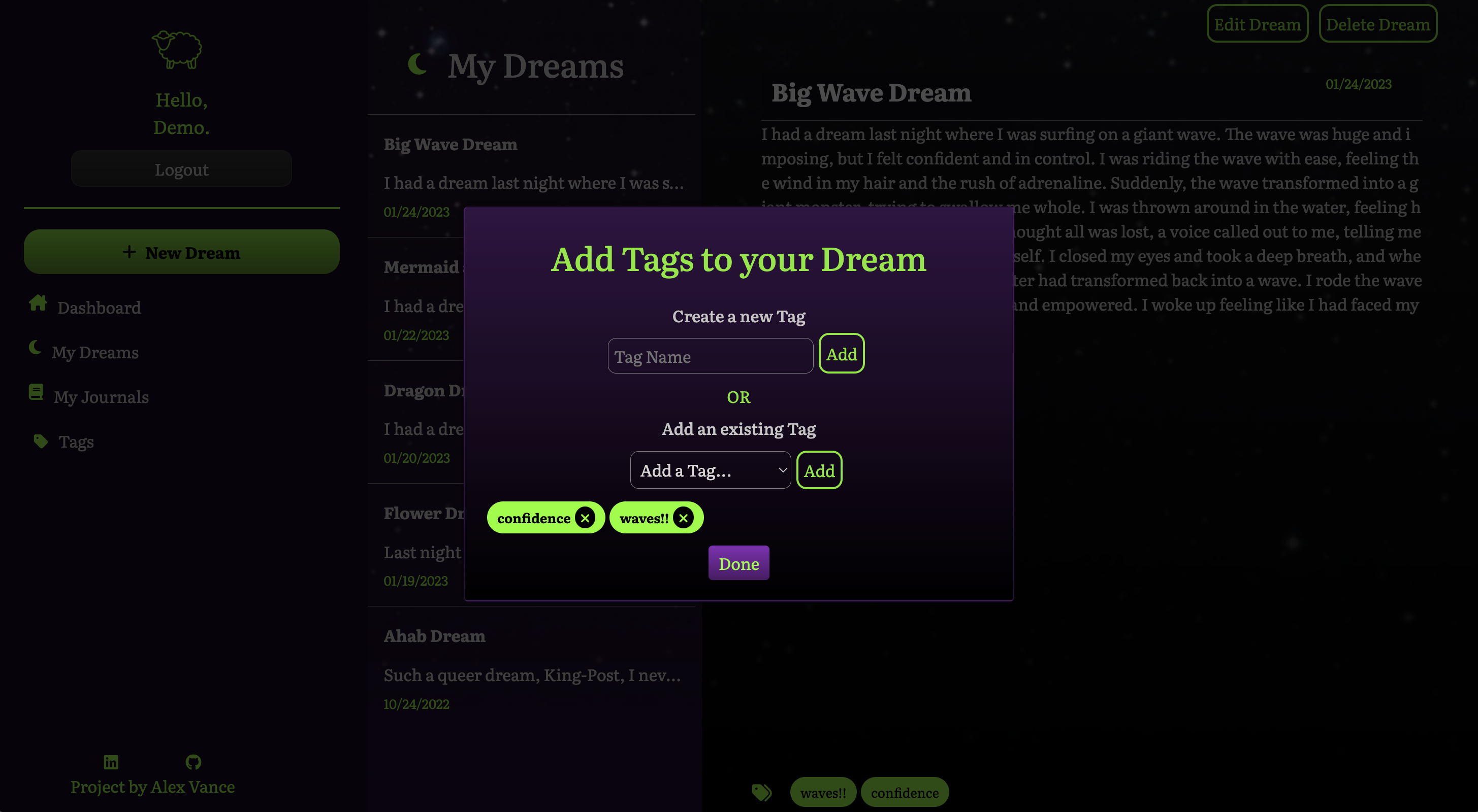 GitHub - alexvance9/dreamy-note: A Dream Journal app modeled after Evernote