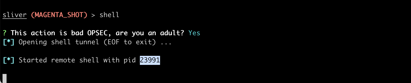 It will get stuck when entering the shell · Issue #717 · BishopFox/sliver · GitHub