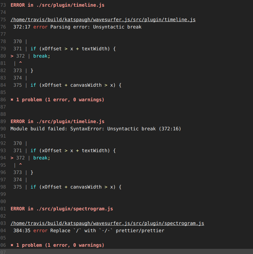 Build Failing Because Of Linting Issues Spectrogramtimeline · Issue 1232 · Katspaugh