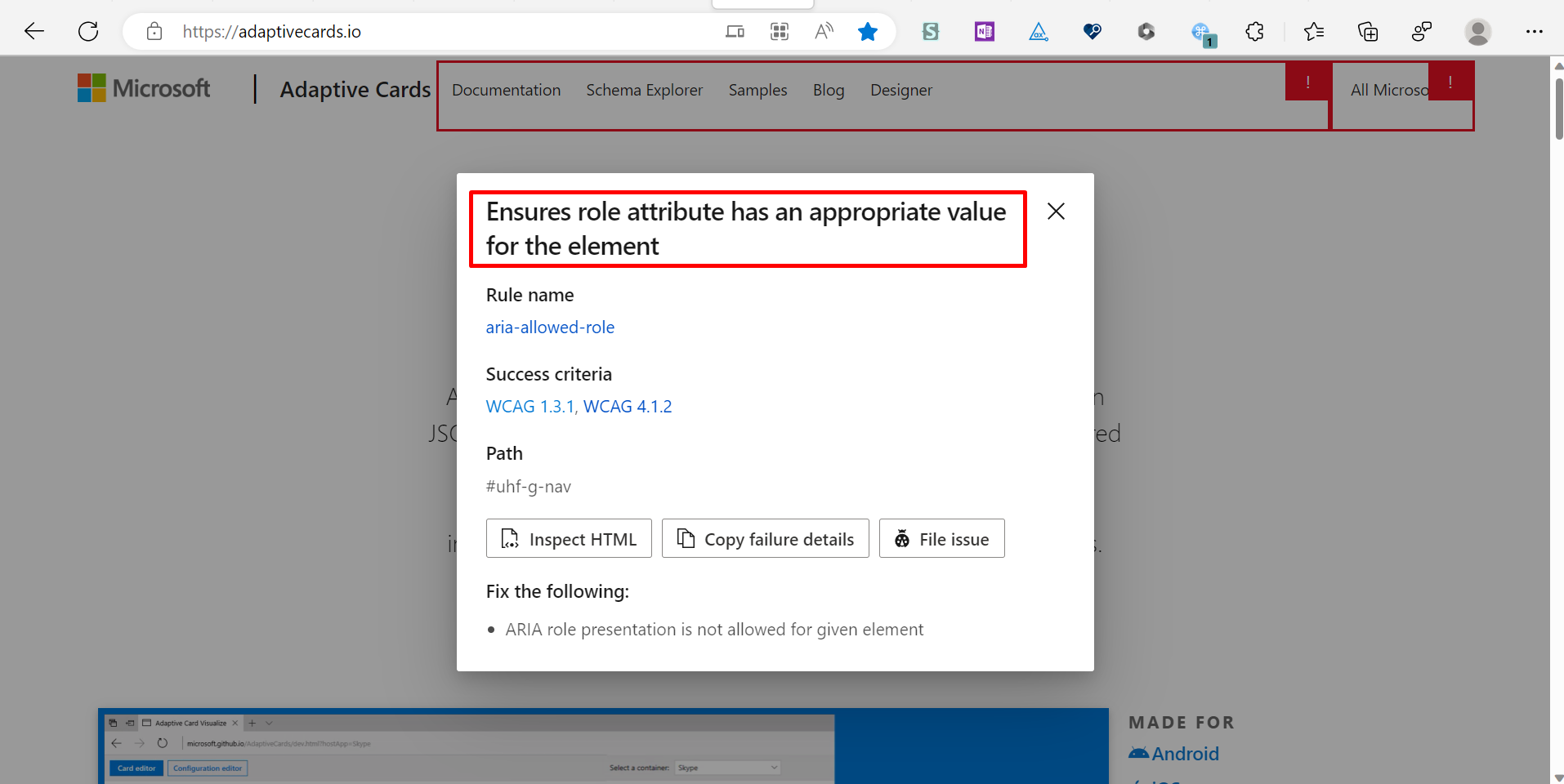 [Adaptive cards]: Ensures role attribute has an appropriate value for the element. · Issue #8135 ...