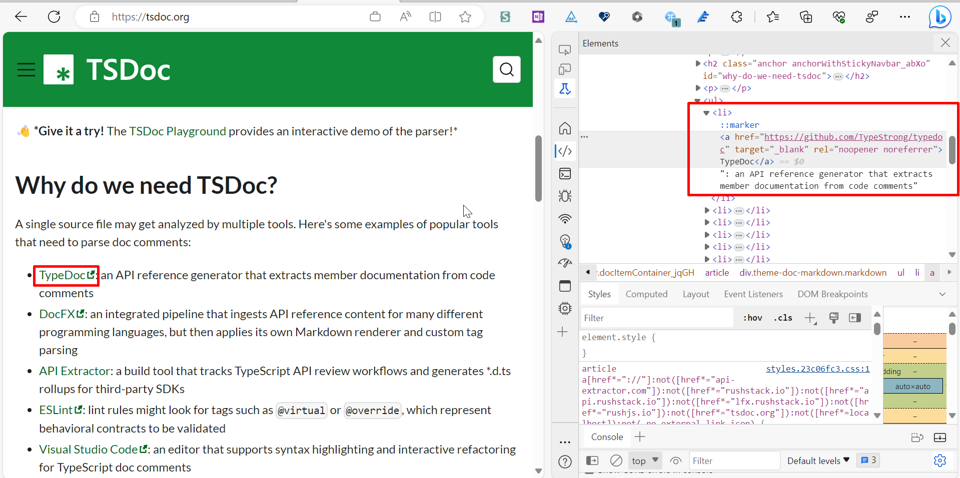 [TSDoc> Intro]: In scan mode screen reader is not announcing the information of the 'TypeDoc ...