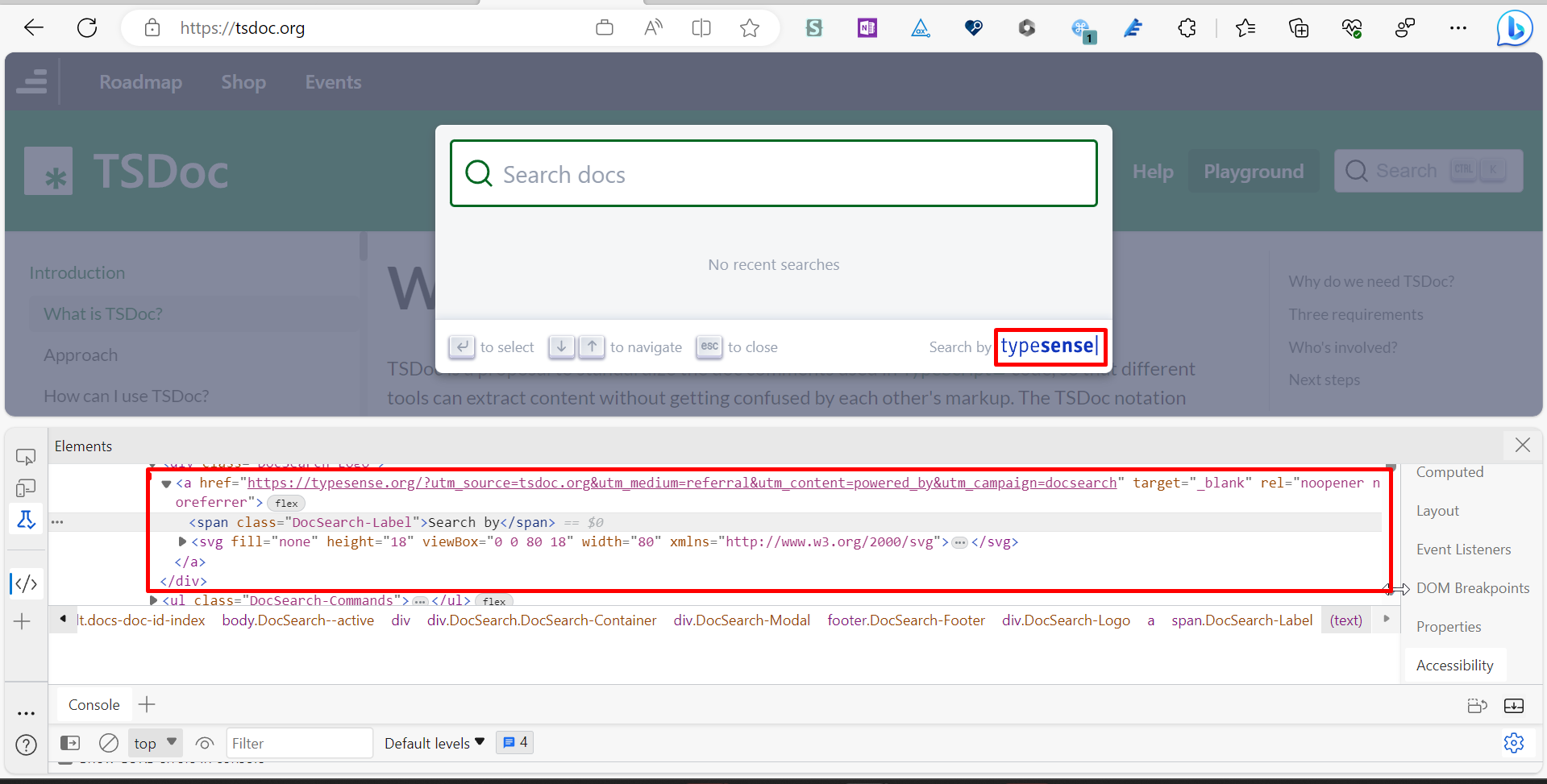 [TSDoc> Intro]: In scan mode screen reader is not announcing the information of the 'TypeDoc ...
