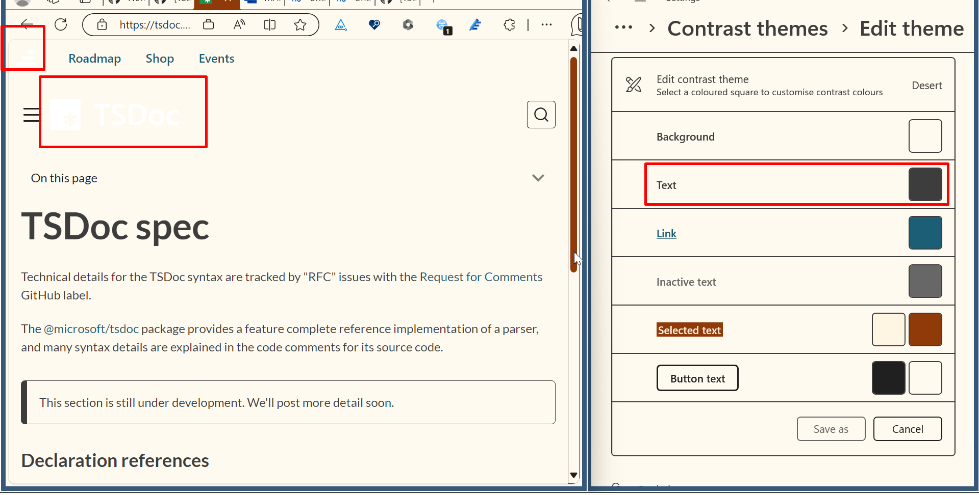 [TSDoc> Logo ]: TSDoc logo link and hamburger button is not properly visible in high contrast of ...