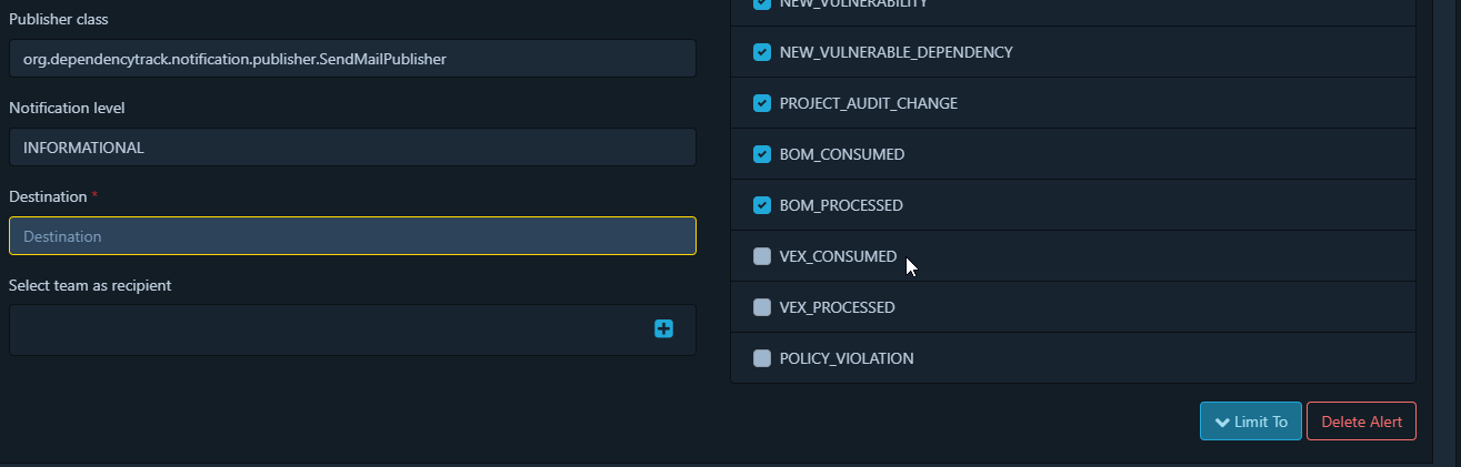 Notification Alert To Some Project Function Is Broken · Dependencytrack Dependency Track 
