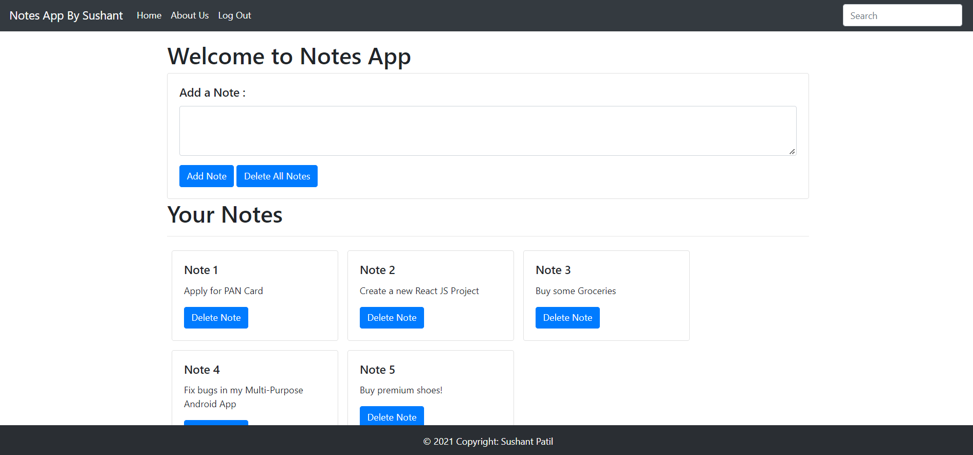 GitHub - sushantpatil03/Notes-App-Using-JS