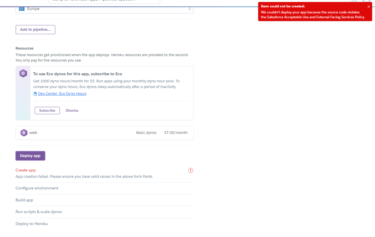 Error Creating App On Heroku Website · Issue 460 · Rob Wcors