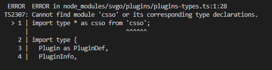 Cannot Find Module Csso Or Its Corresponding Type Declarations · Issue 1708 · Svg Svgo · Github