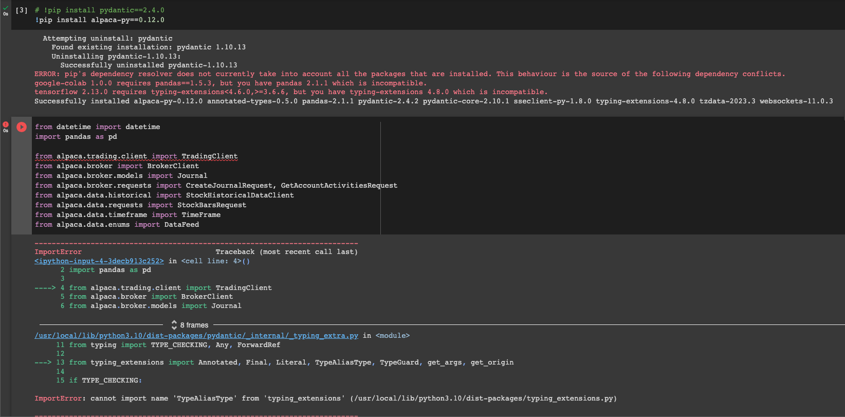 [Bug]: Incompatibility with Google Colab pre-installed dependencies · Issue #359 · alpacahq ...