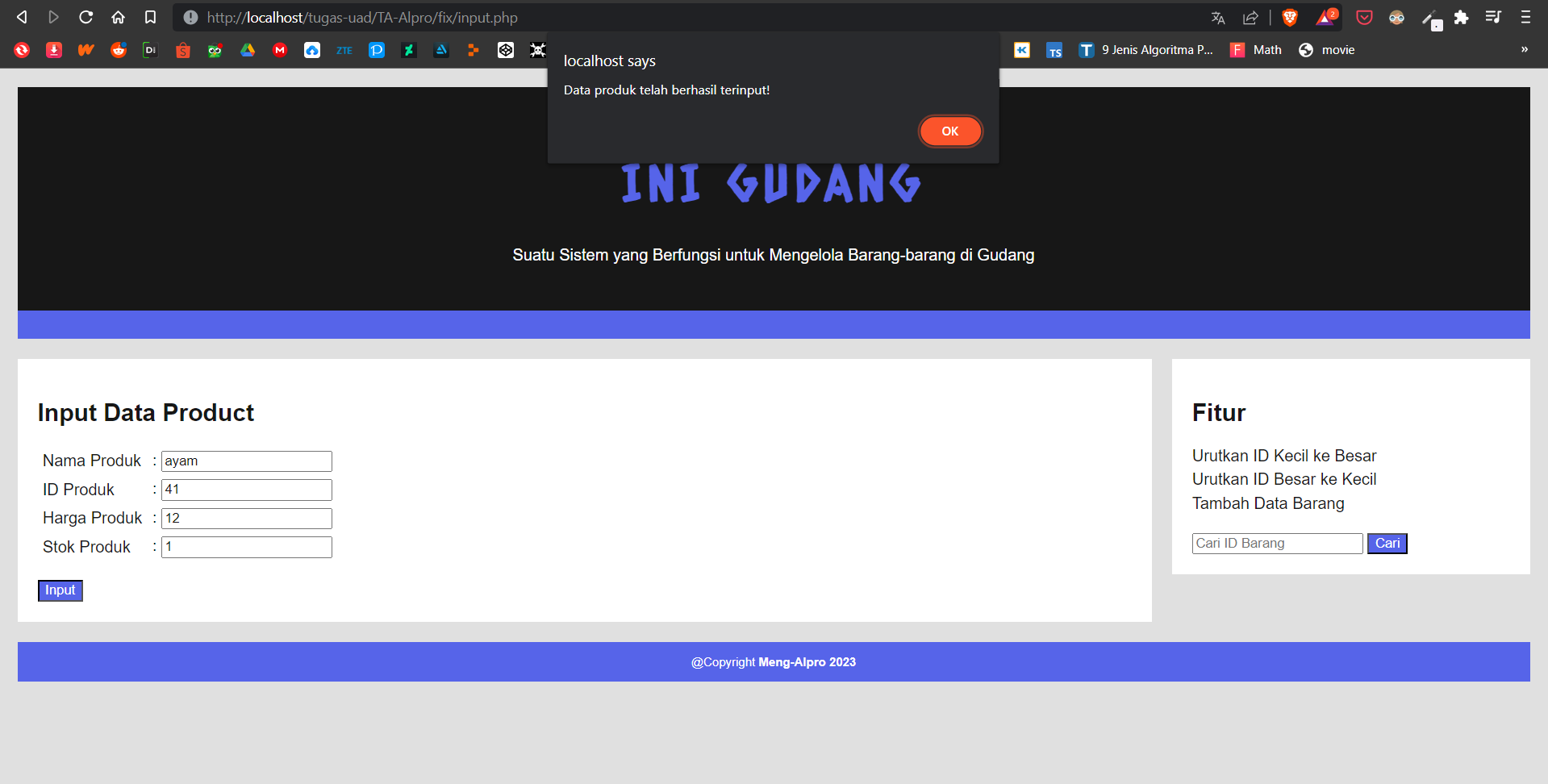 Menambahkan fungsi alert di bagian ascending, descending dan input data · Issue #8 · Meng-Alpro ...