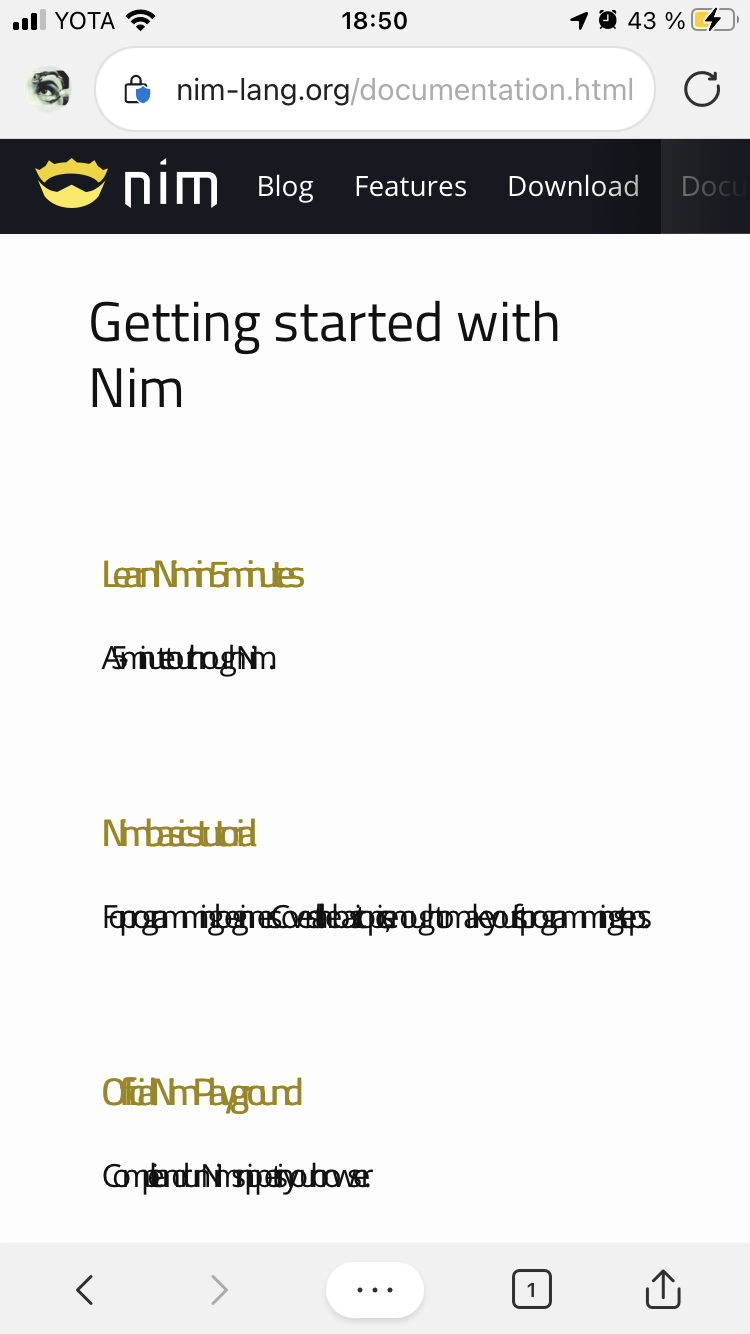 Website has broken/overlapped text rendering on iOS · Issue #277 · nim-lang/website · GitHub