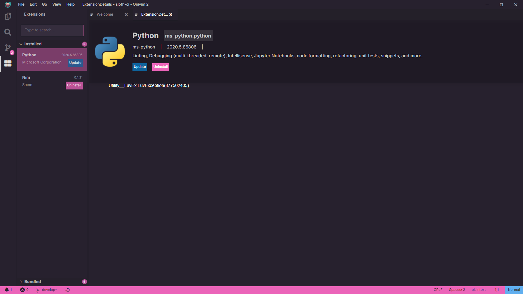Having Trouble installing the python extension manually · Issue #3493 · onivim/oni2 · GitHub