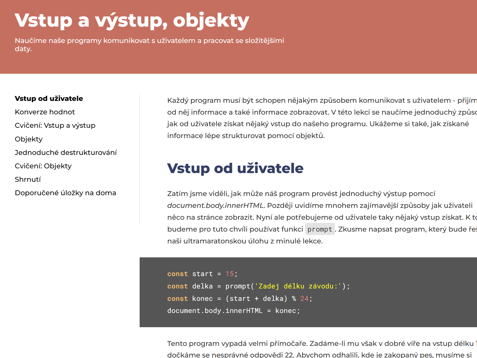 Nejdříve učit hezký prompt a až později ukázat záludnost s number vs string · Issue #296 ...