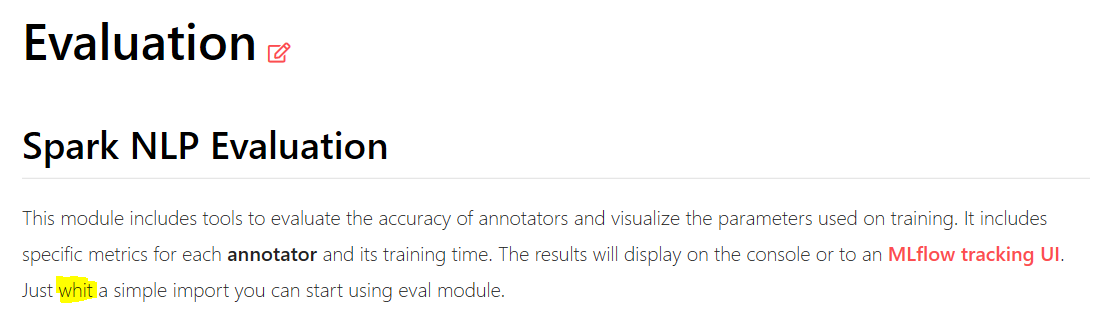 Typo, python code not showing up, and link to eval folder wrong · Issue #922 · JohnSnowLabs ...