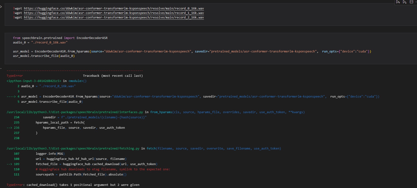 Error MSG from KsponSpeech_decode_example.ipynb on colab notebook · Issue #1528 · speechbrain ...