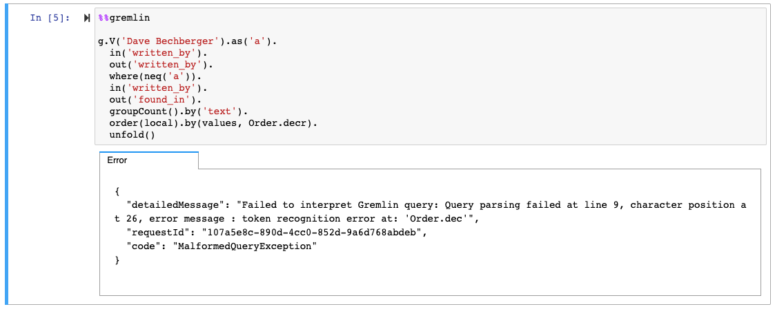 Certain Gremlin Sample Queries Failing On Tinkerpop 350 · Issue 307 · Awsgraph Notebook