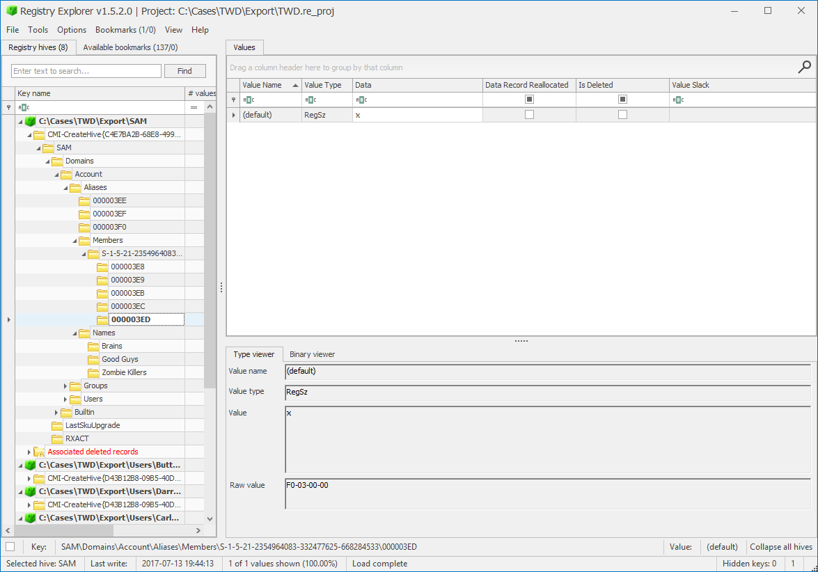 RegistryExplorer: SAM Hive displaying Unicode characters instead of ...