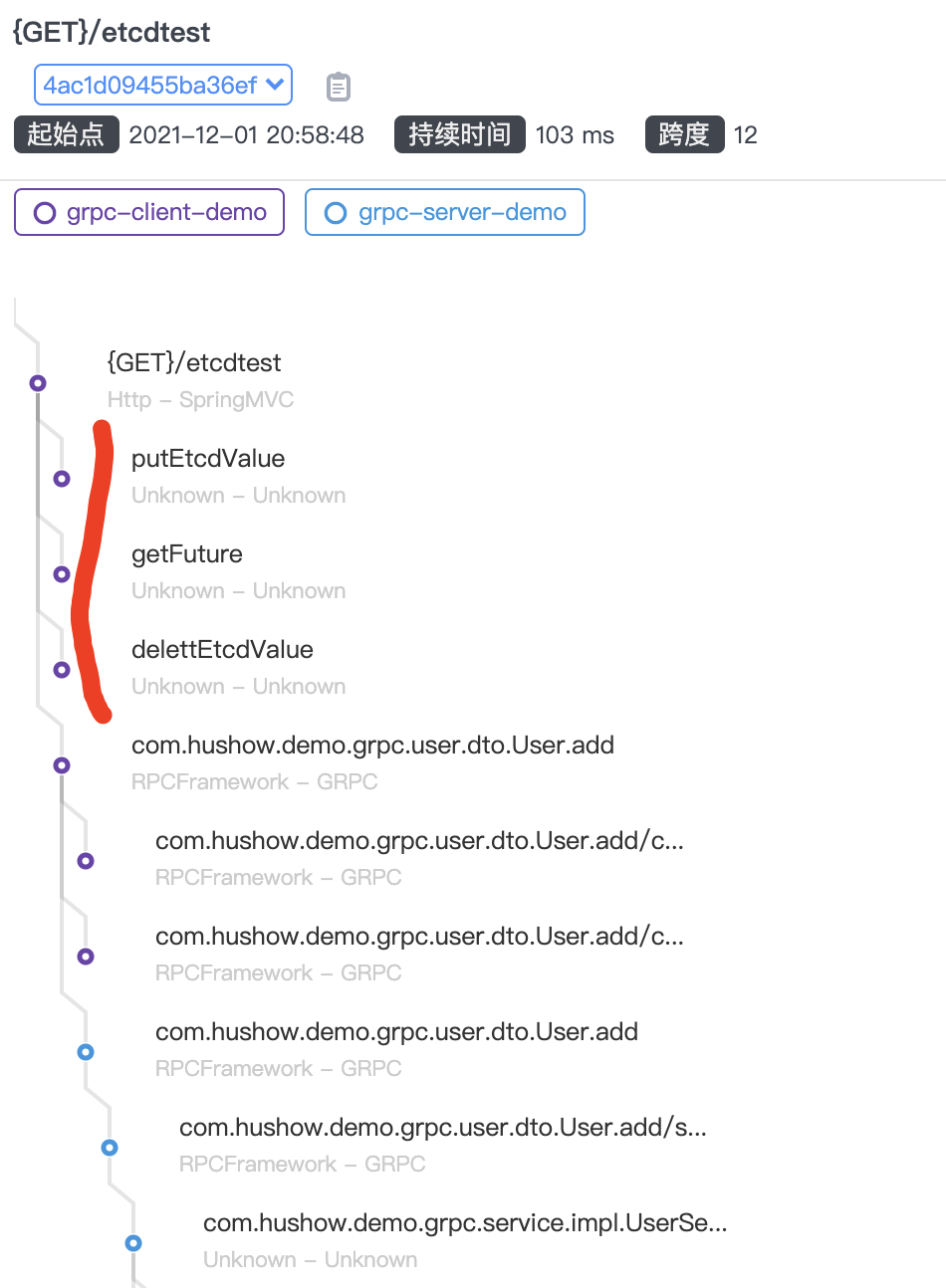 Jetcd core client async KVImpl class, Exit span doesn't include meaningful peer information ...
