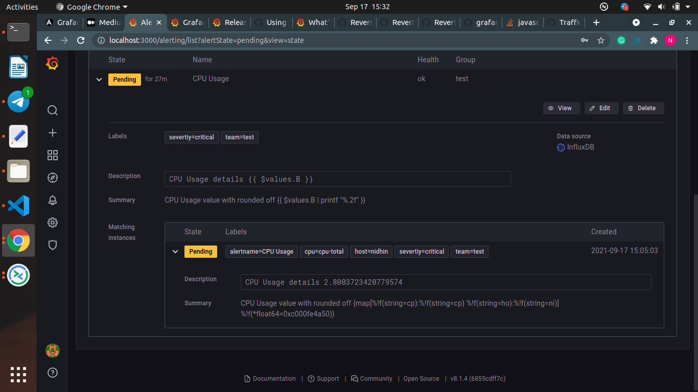 Using {{ $value }} doesnt return value · Issue #37393 · grafana/grafana · GitHub