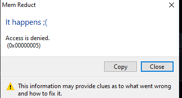 Access is denied. (0x00000005) · Issue #181 · henrypp/memreduct · GitHub