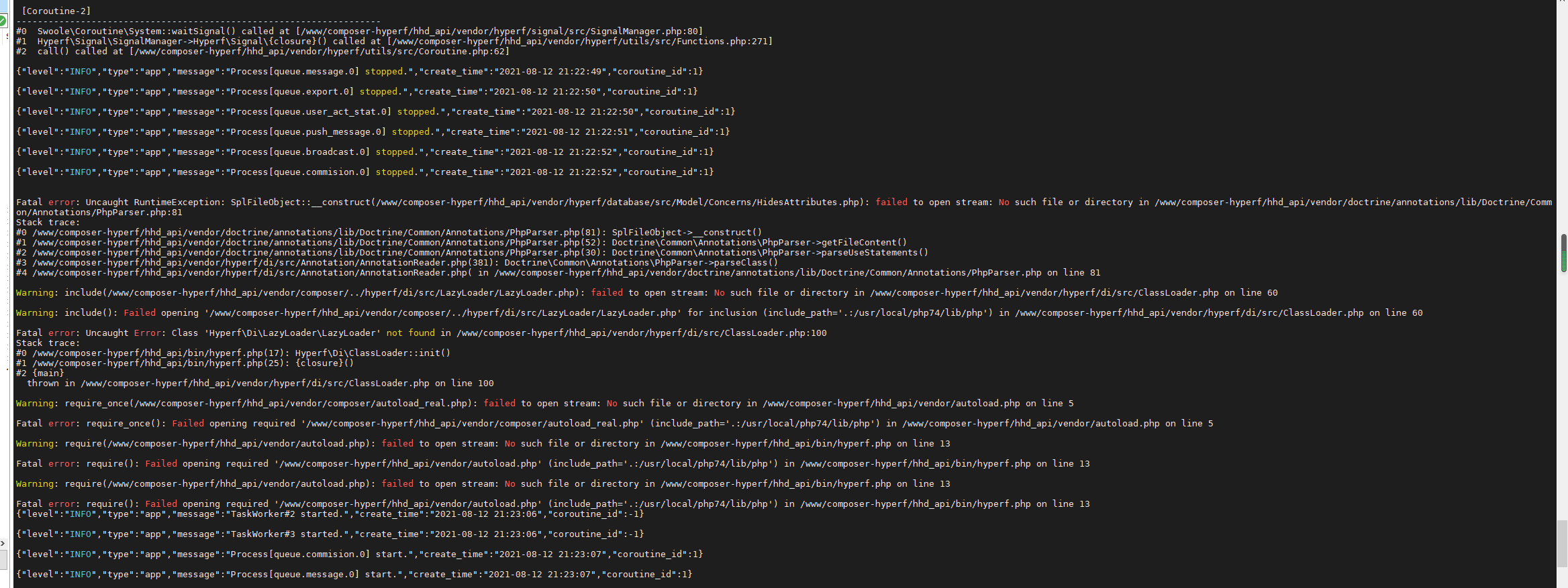 [QUESTION] hyperf start 异常提示 · Issue #3940 · hyperf/hyperf · GitHub