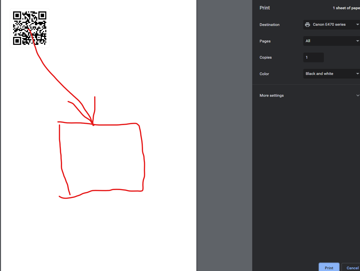 I Am Going To Print An Qr Code May I Know How Can I Set It To The Center And Bigger For Printing