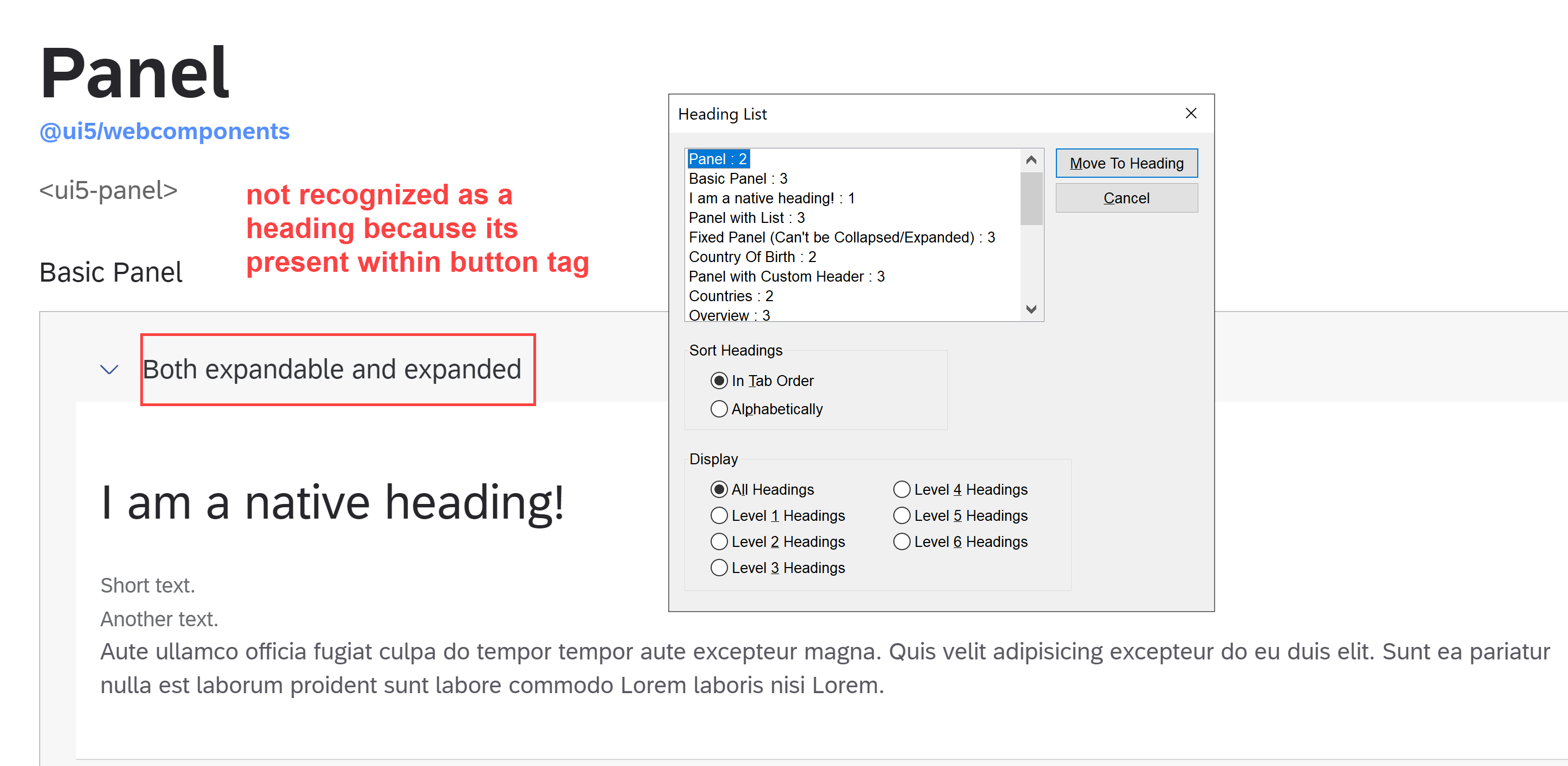 SF_ACC ui5-panel A11y issue that role button div includes role heading ...