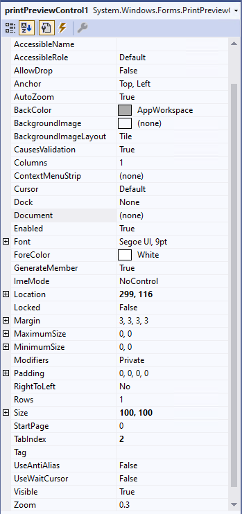 The PrintPreviewControl control have no dotted rectangle when using Keyboard focus on it