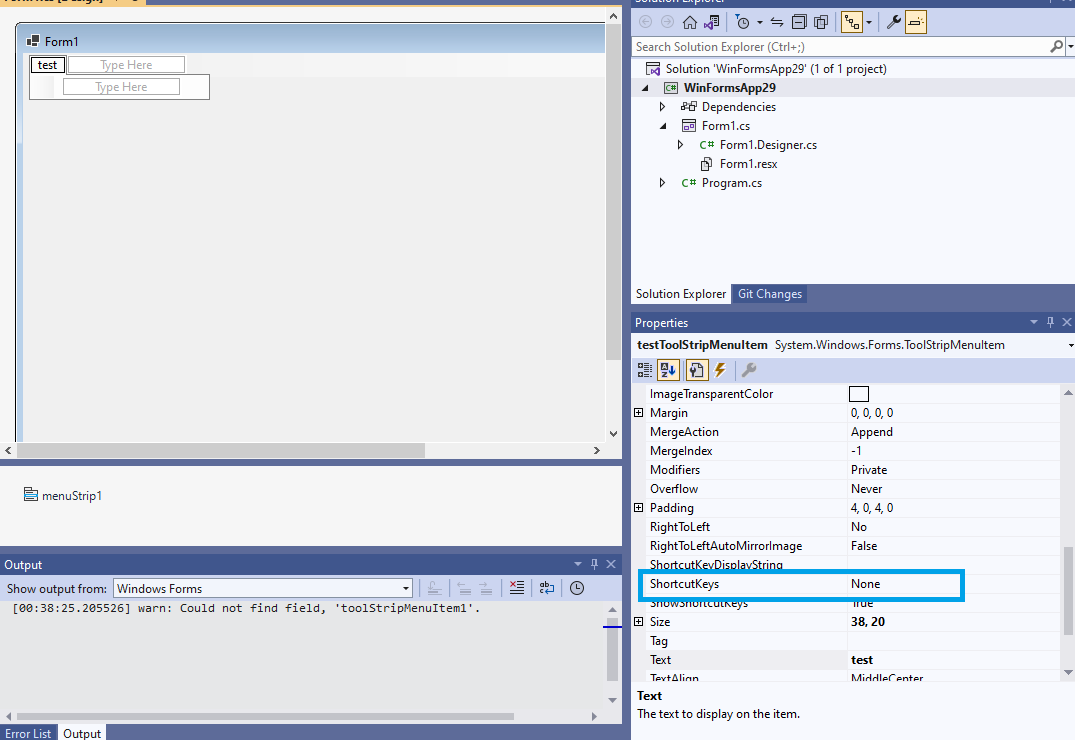 Error in Menustrip's shortcutkey property · Issue #8456 · dotnet ...