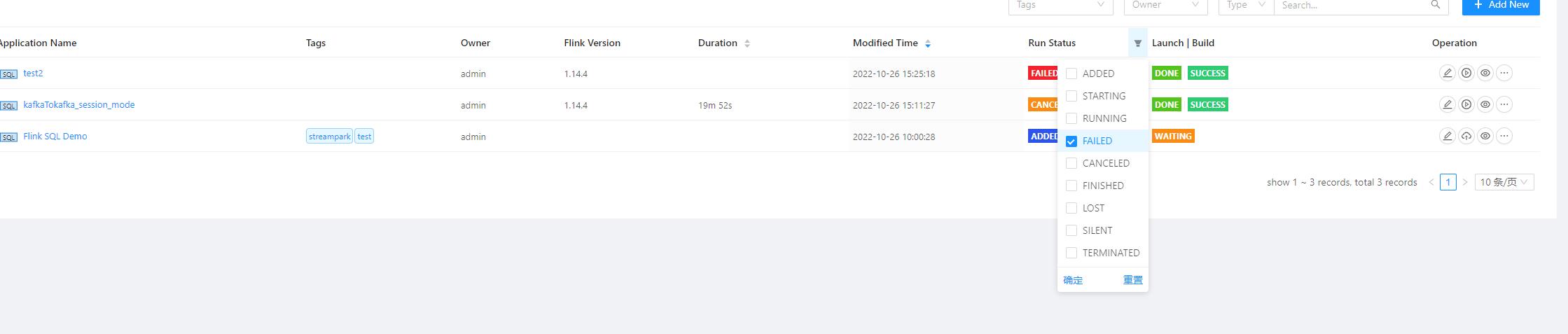[Bug] StreamPark cannot search for failed status tasks · Issue #1907 · apache/incubator ...