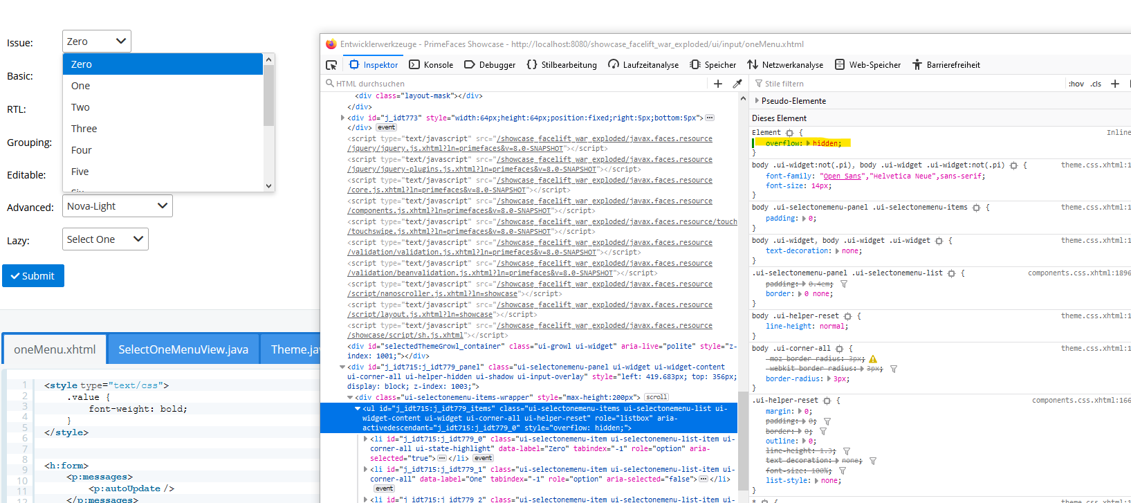 SelectOneMenu: panel changes width after display and after click in scrollbar · Issue #5490 ...