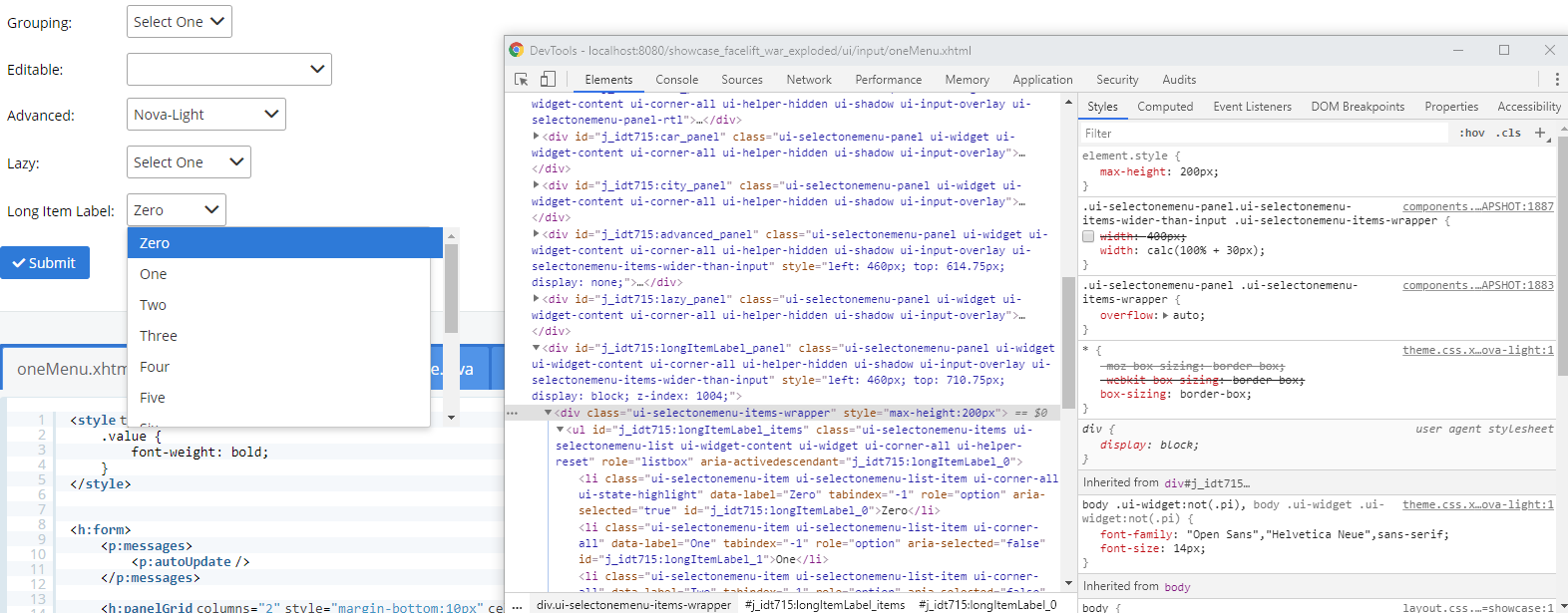 SelectOneMenu: panel changes width after display and after click in scrollbar · Issue #5490 ...